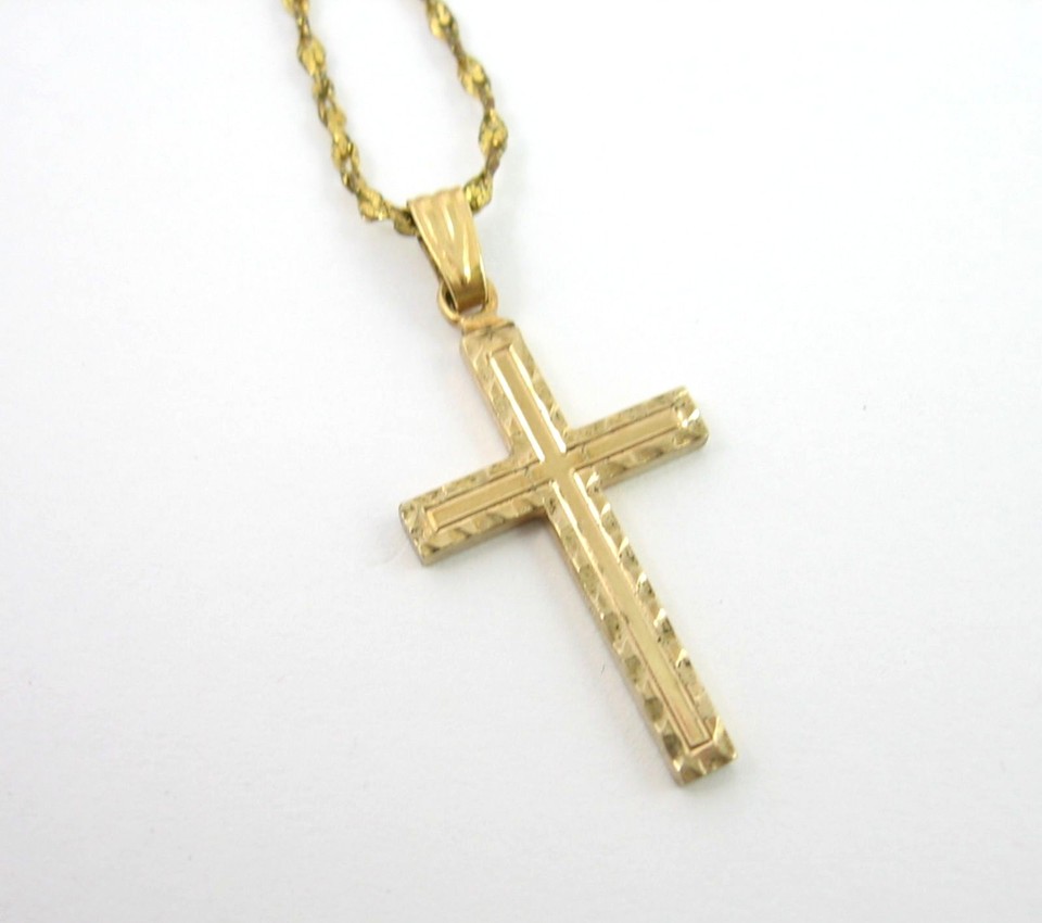 BIAGI CROSS Christian Pendant Vintage NECKLACE Goldtone Chain 15 ...