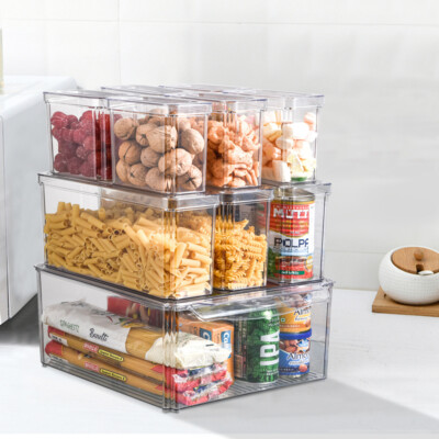 Kitchen Organiser 3-10pcs Fridge Box Holder Food Veg Storage Clear With ...