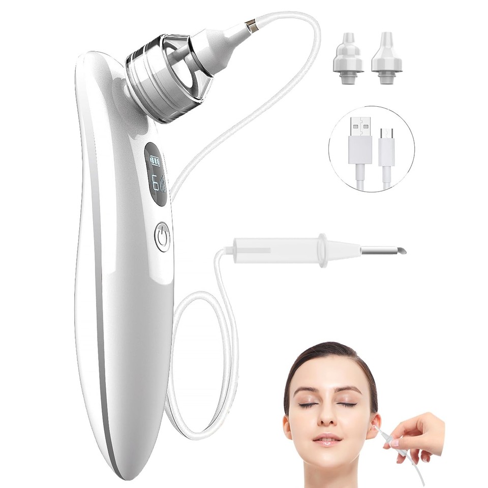 Ear Wax Vacuum Removal Electric, Ear Cleaner,LED Display 6 Levels ...