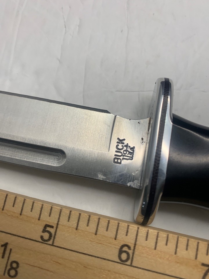 Buck 119 USA Knife 1972 Fixed 6” Blade/10.5 Full Tang w/ Black Leather ...