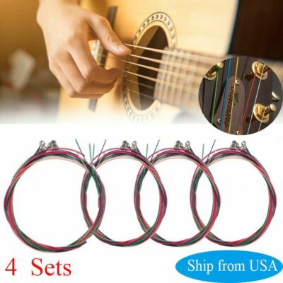 4 Sets 24pcs Colorful 1st-6th String Steel Strings Acoustic Guitar ...
