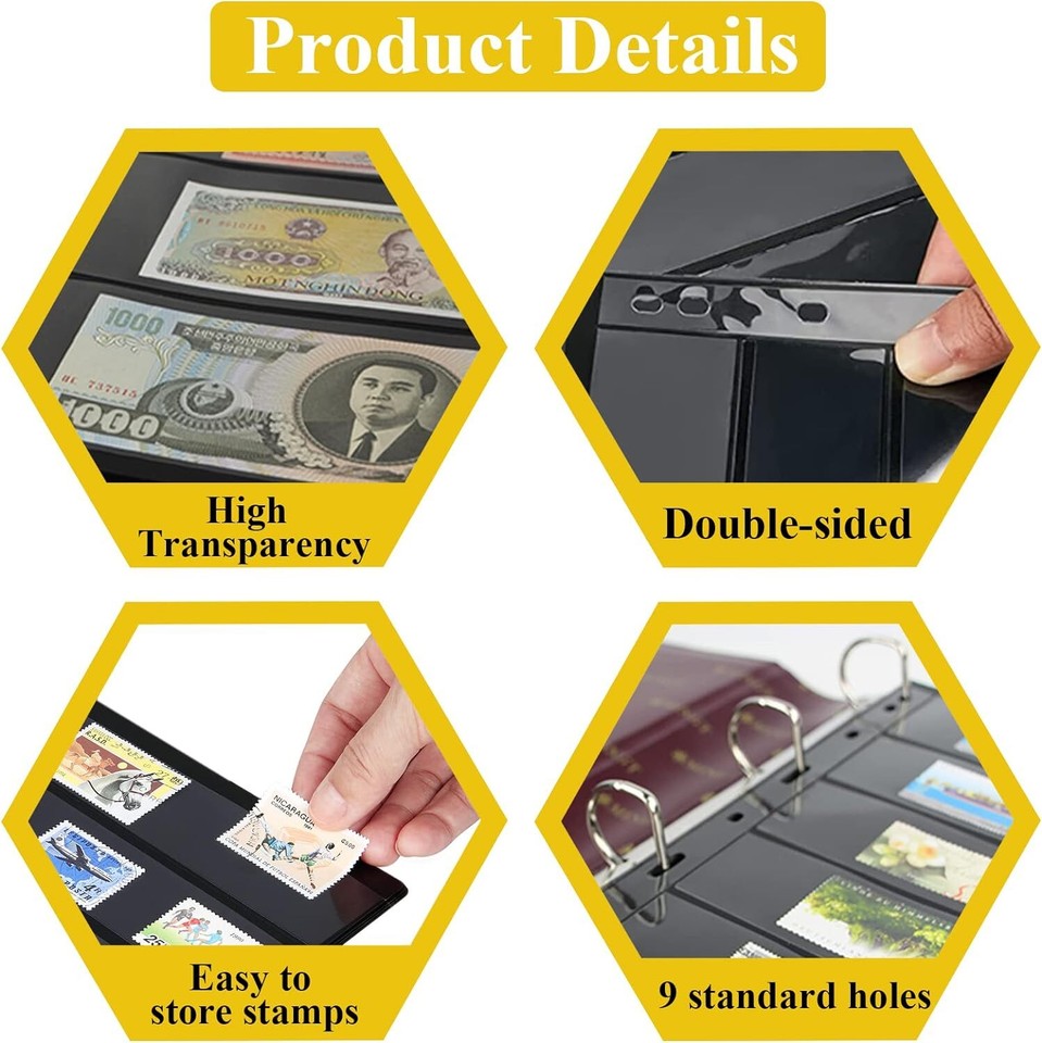 10 Sheets Stamp Pages for Stamp Album Binder, Stamp Collecting Supplies ...