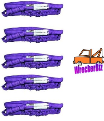 Qty. 5, 6' PURPLE ROUND, ENDLESS LOOP, RECOVERY CRANE SLING STRAP | eBay