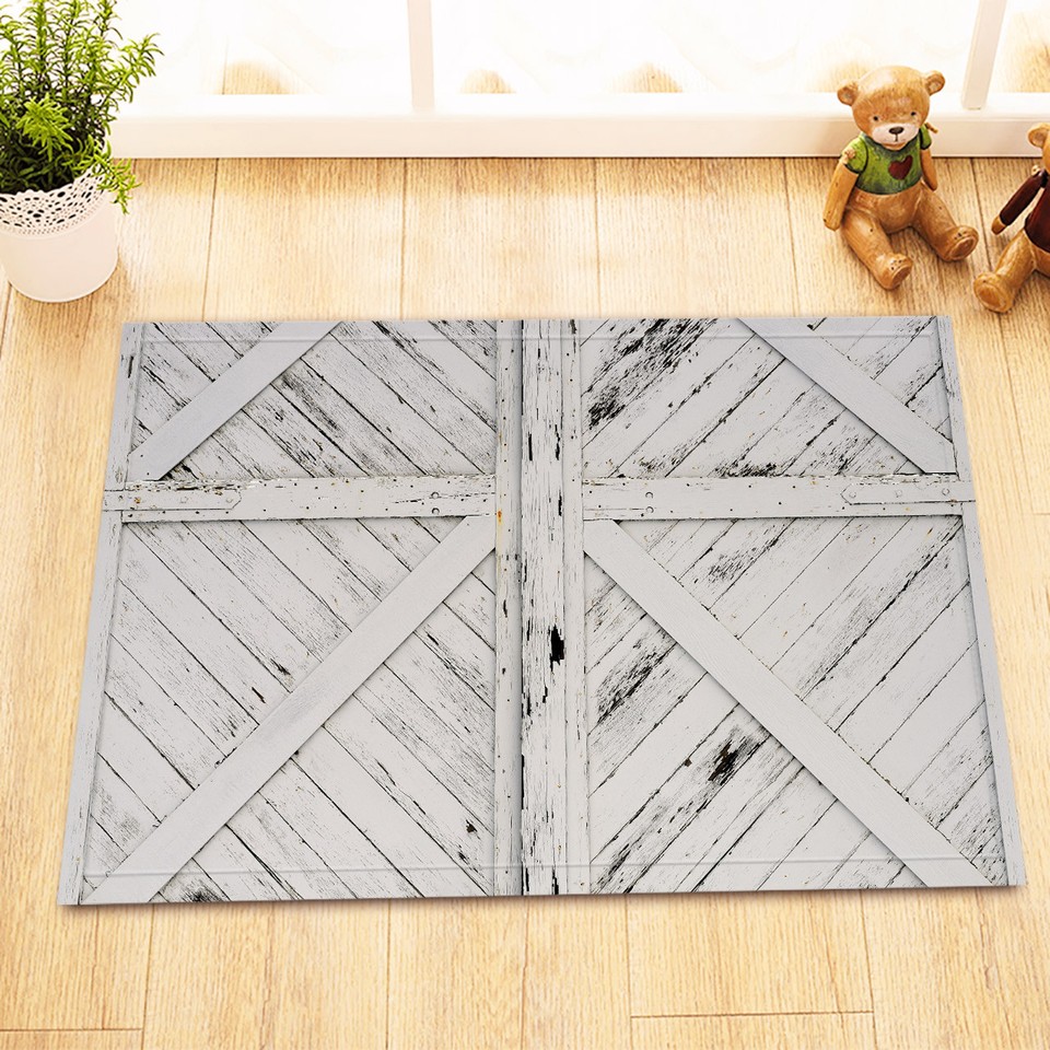 Rustic Wood Barn Door Floor Retro Flowers Kitchen Bathroom Bath Door ...