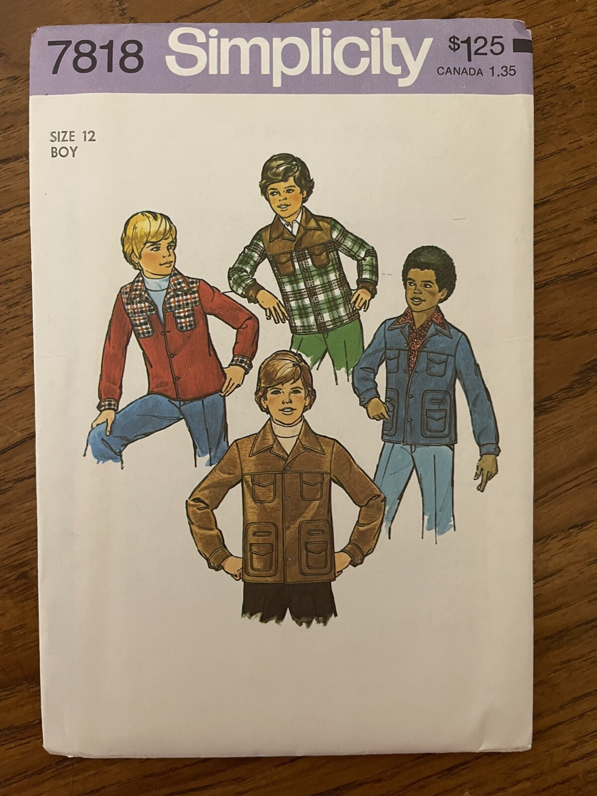 Vtg 1970s UNCUT Simplicity Sewing Pattern 7818 Boys Unlined Jacket Coat ...