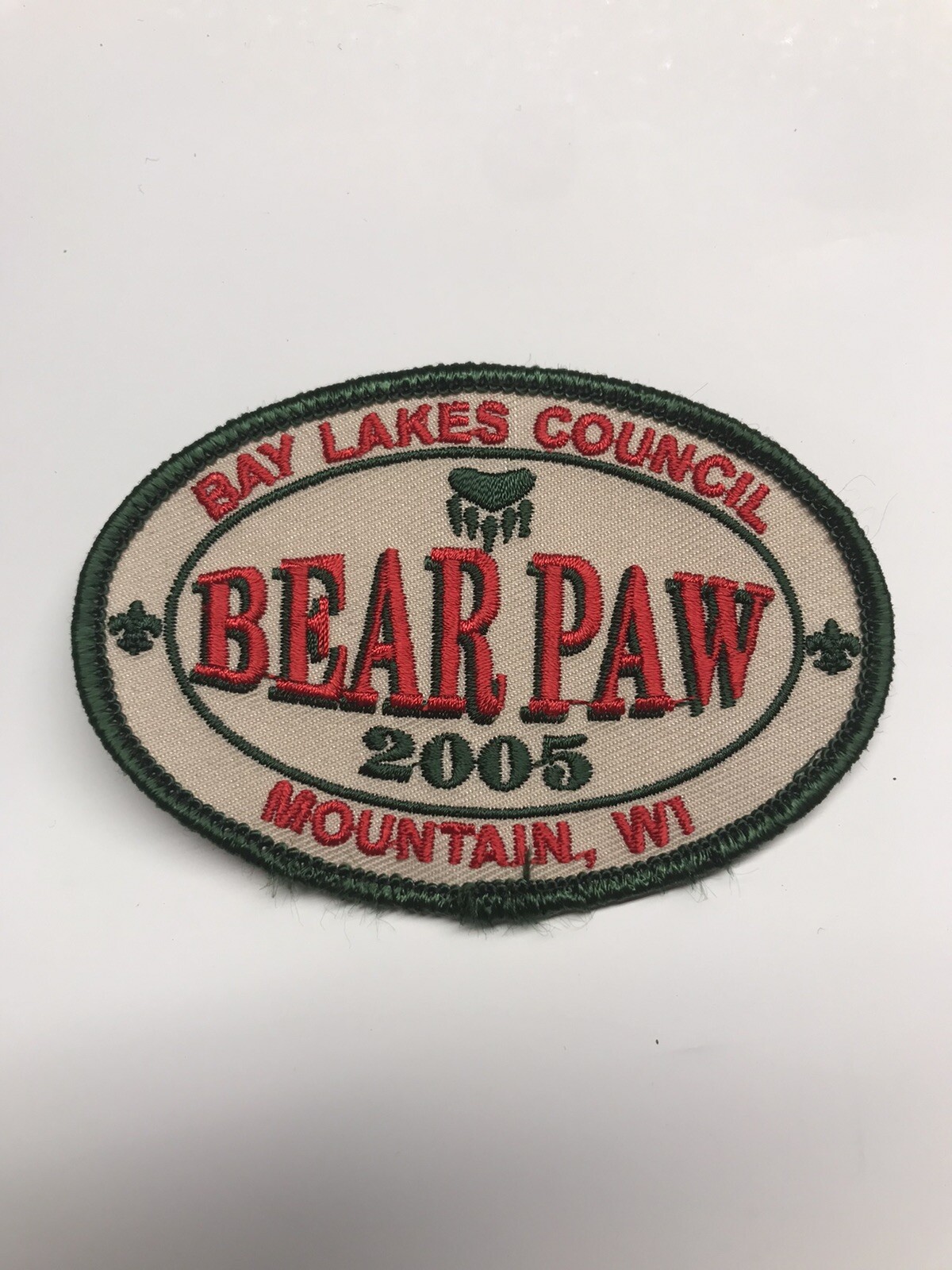 2005 CAMP BEAR PAW Boy Scout Camper PATCH BSA Bay Lakes Council (Green ...