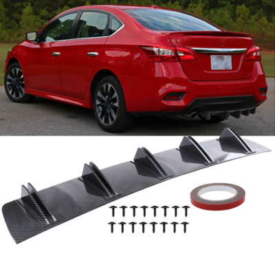 Carbon Fiber Look Rear Bumper Chin Lip Diffuser Shark 5-Fins For Nissan ...