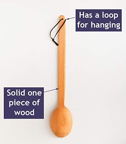 Heavy Duty Large Wooden Spoon 18-inch, Long Handle Cooking Spoon With a ...