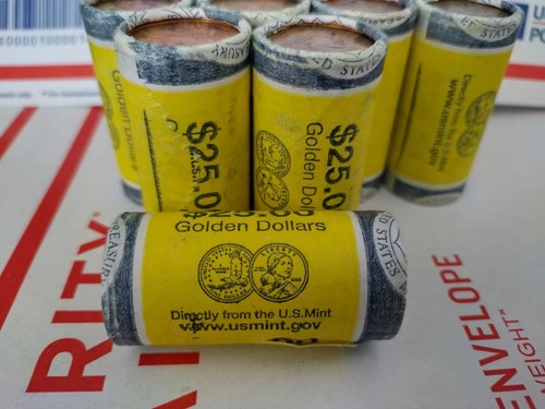 2000 P D UNCIRCULATED Sacagawea Native US Mint 2 rolls set nice toning ...