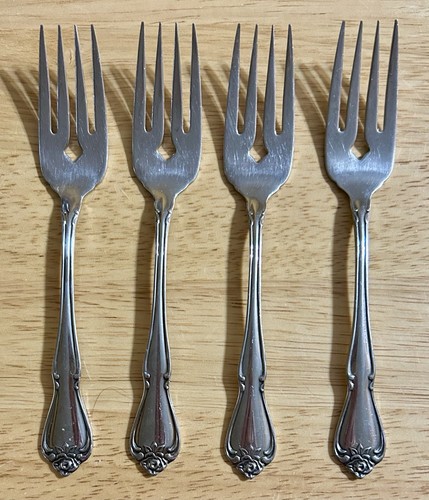 Pre-Owned Oneida Stainless True Rose Arbor Rose 4 Salad Forks Set GUC ...