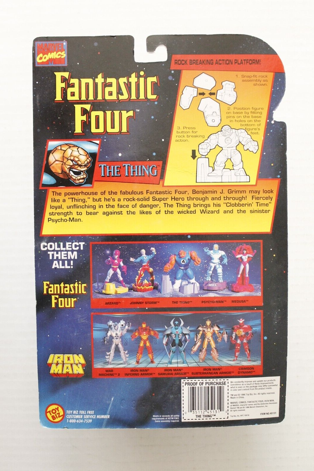 FANTASTIC FOUR THE THING ROCK BREAKING ACTION TOY BIZ 1996 MOC | eBay