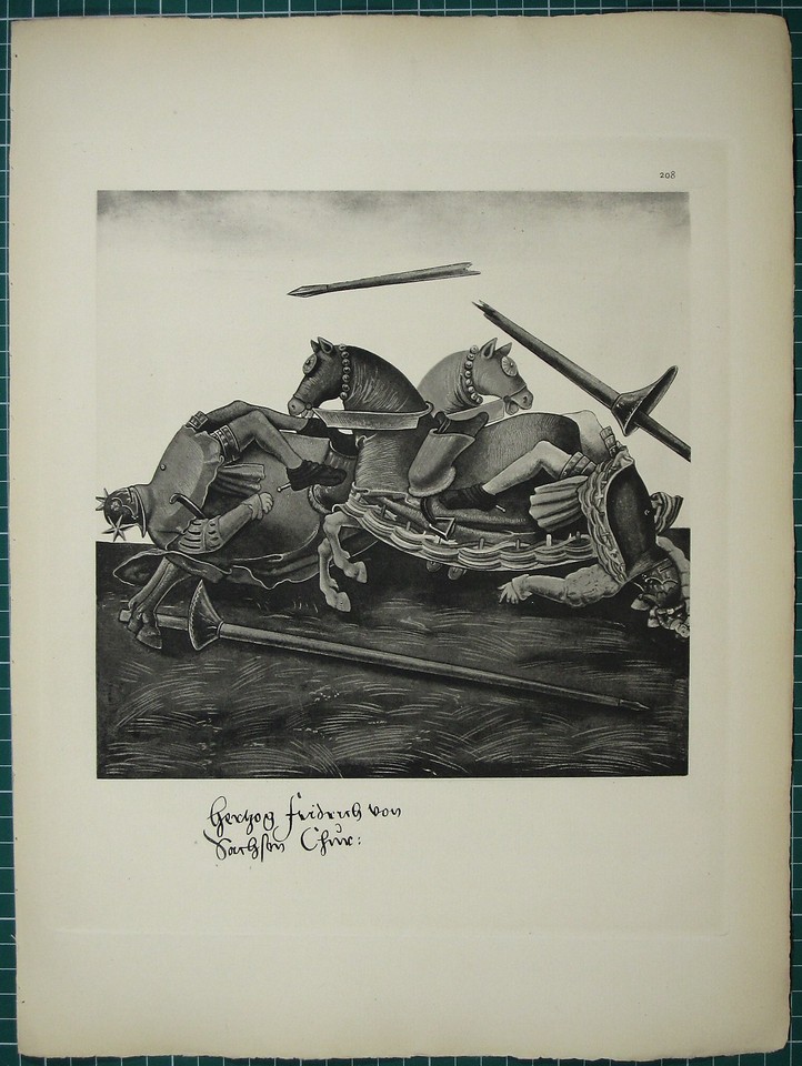 ANTIQUE PRINT MEDIEVAL KNIGHTS JOUSTING FREYDAL MAXIMILIAN I TOURNAMENT ...