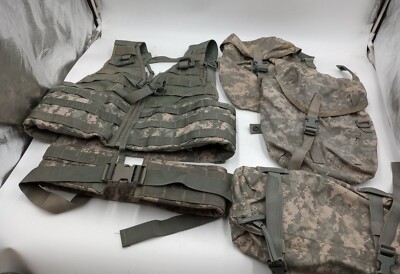 US MILITARY ARMY ACU MOLLE II FLC Vest+2 Sust. Pouches+ ACU Utility ...