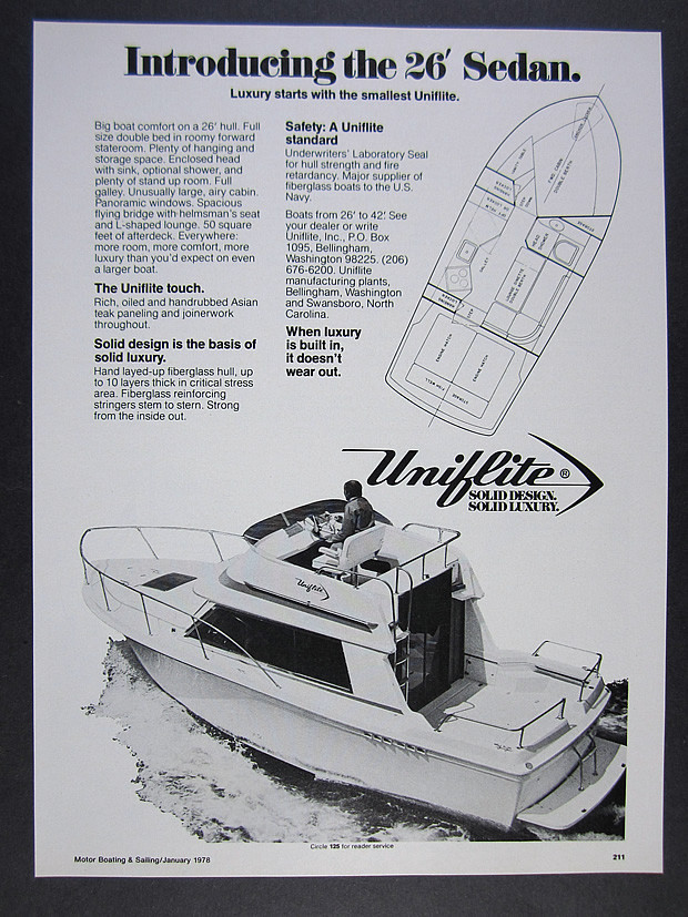 1978 Uniflite 26 Sedan Boat Yacht photo vintage print Ad | eBay