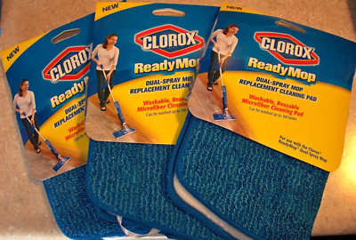 3 Clorox Ready Mop Dual Spray Cleaning Pad Replacement Washable ...