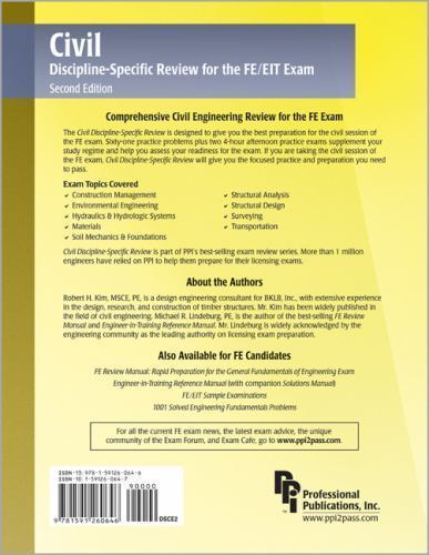 Civil Discipline-Specific Review for the FE/EIT Exam 9781591260646 | eBay
