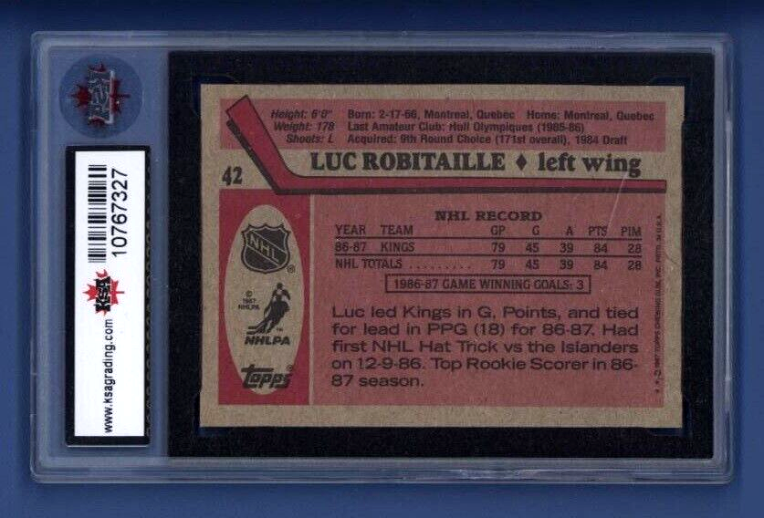 1987-88 OPC #42 LUC ROBITAILLE (rc) KSA 8.5 NMM+ Los Angeles Kings ...