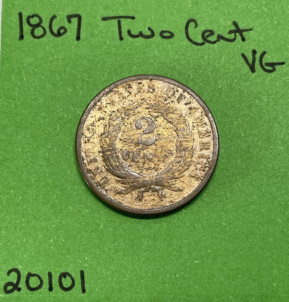 1867 Two Cent Piece VG Very Good 2c US Type Coin | eBay