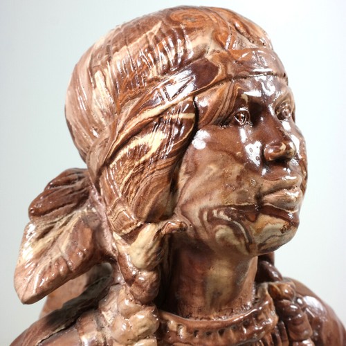 Large 11" Comanche Pottery Texas Swirl Clay Statue Basket Weaving Squaw ...