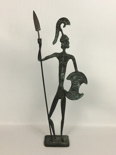 Mid Century Modern Ancient Greek Metal Soldier Hoplite WARRIOR Bronze ...