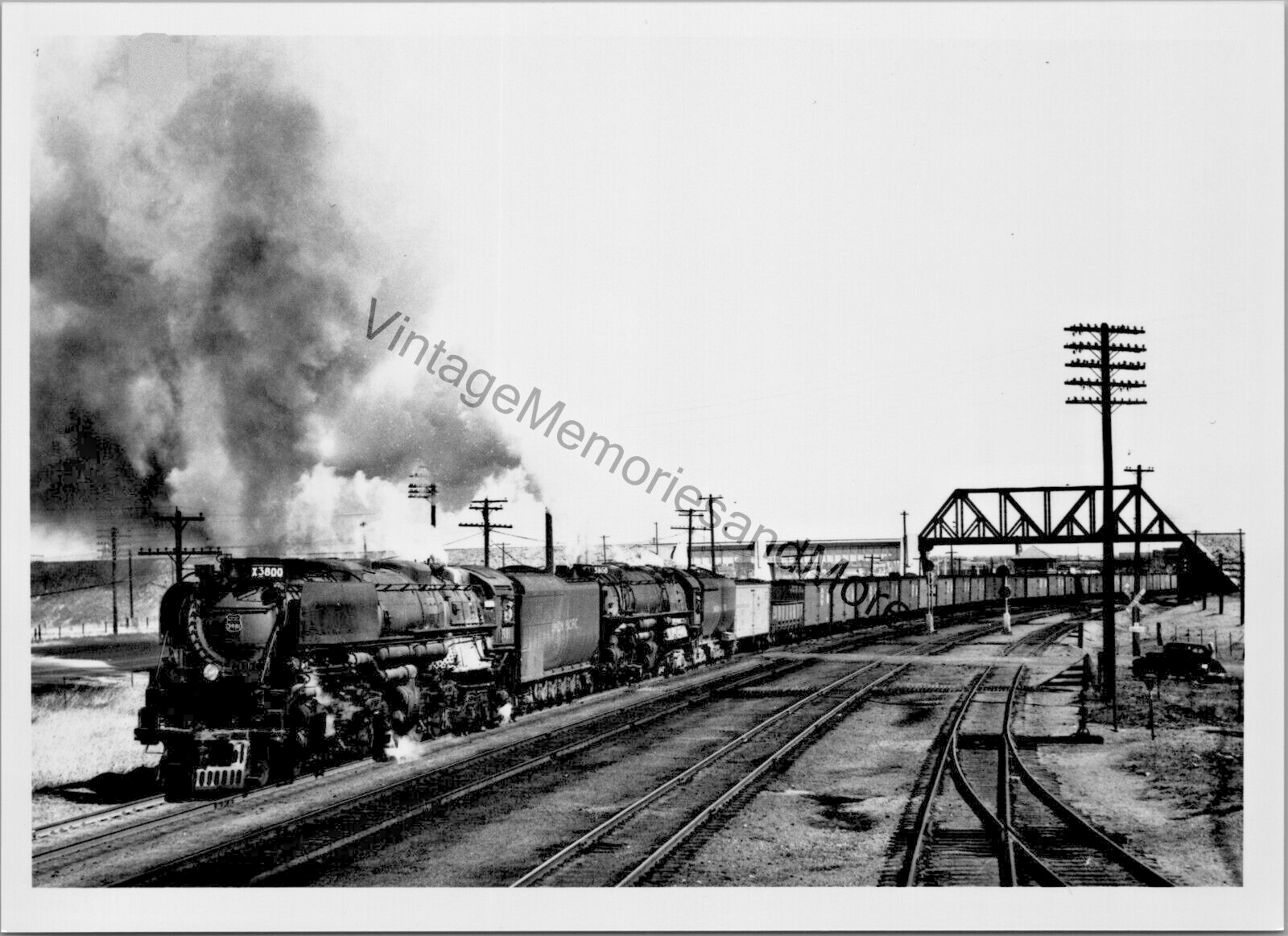 Vintage Union Pacific Railroad 3800 Steam Locomotive 5" x 7" Real Photo ...