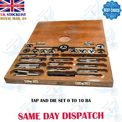 BRITISH ASSOCIATION 0 - 10 BA TAP & DIE SET + THREAD CHART - 33 TAPS ...