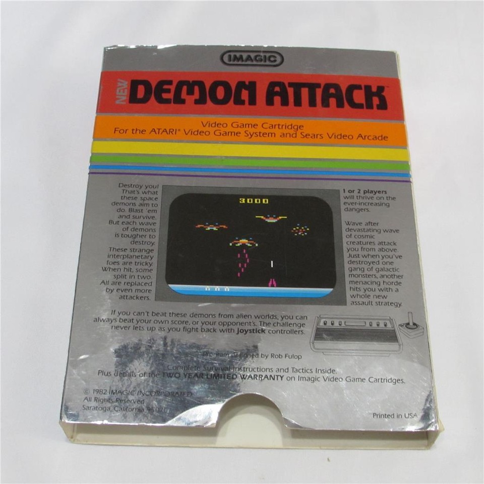 DEMON ATTACK FOR ATARI 2600 COMPLETE IN BOX W/INSERTS PERFECT WORKING ...