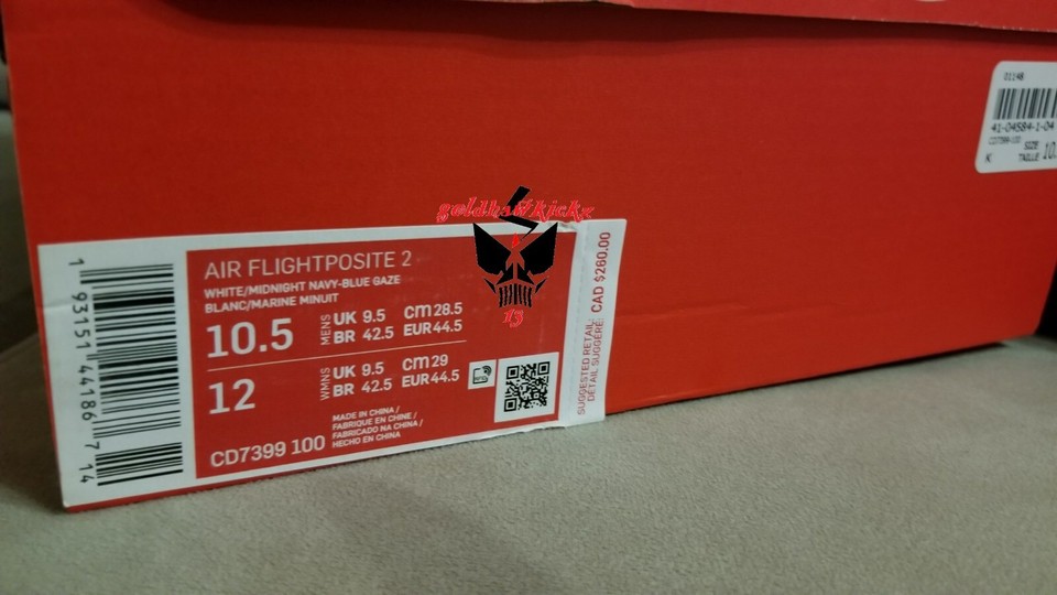 nike flightposite 2 cd7399 100 OBF white midnight navy blue olympic KG ...