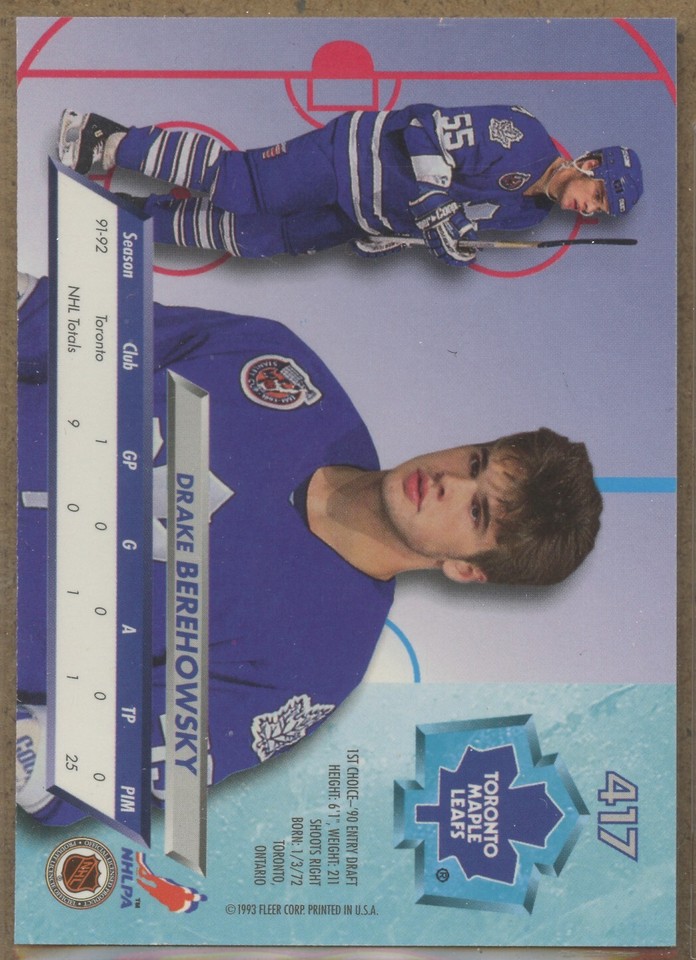 1992-93 Fleer Ultra #417 Drake Berehowsky Toronto Maple Leafs | eBay