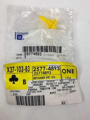 Genuine GM OEM Exterior-Rear-Lower Molding Clip Part # 25774893- FSTSHP ...