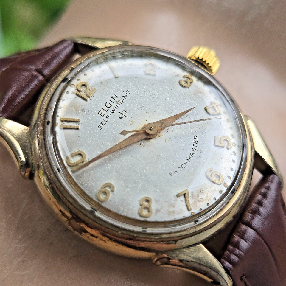 Vintage ELGIN Shockmaster 6829 men's automatic watch Art number dial ...