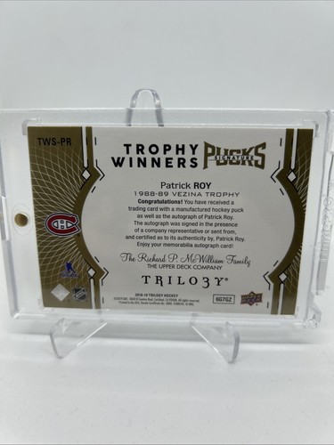 2018-19 Upper Deck Trilogy Trophy Winners Signature Pucks Auto /8 ...