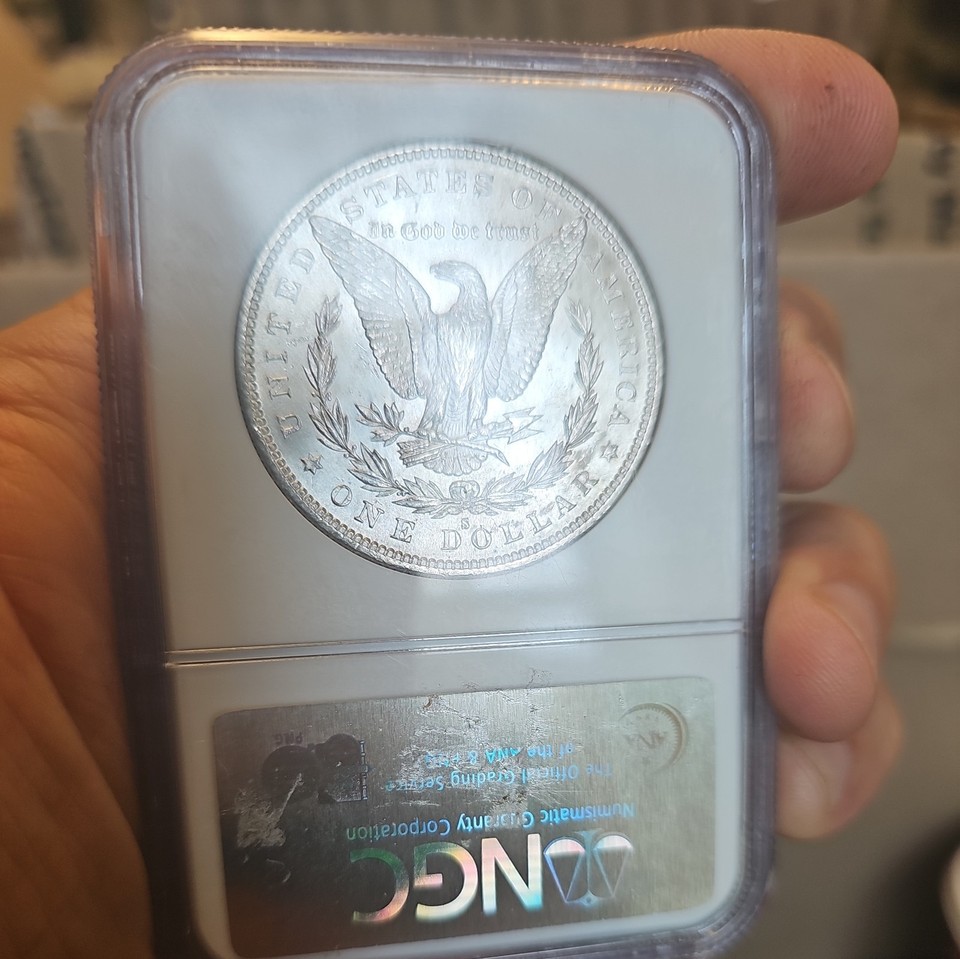 1882-S NGC MS63 TONED MORGAN DOLLAR RED AND BLUE TONING SILVER DOLLAR ...