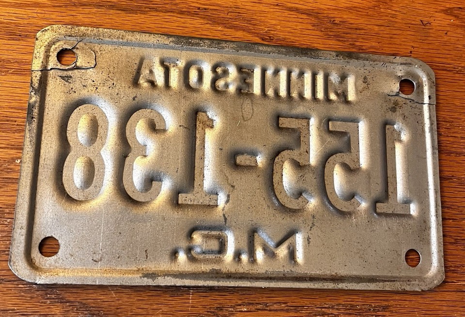 1980s MN Minnesota MOTORCYCLE License Plate - 155-138 USED | eBay