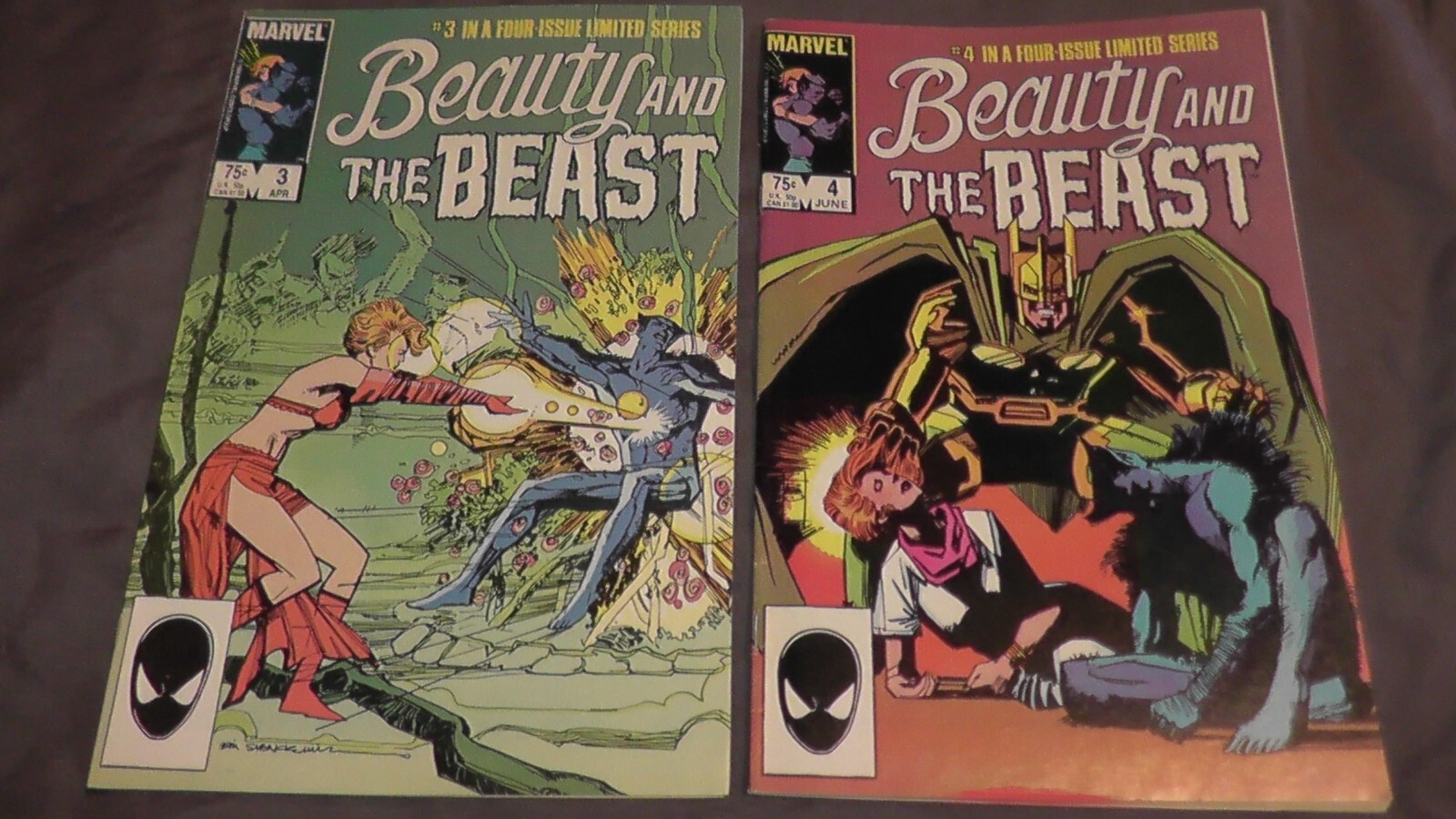 LOT OF 2 MARVEL COMICS BEAUTY AND THE BEAST COMIC BOOKS #3 4 X-MEN 1984 ...