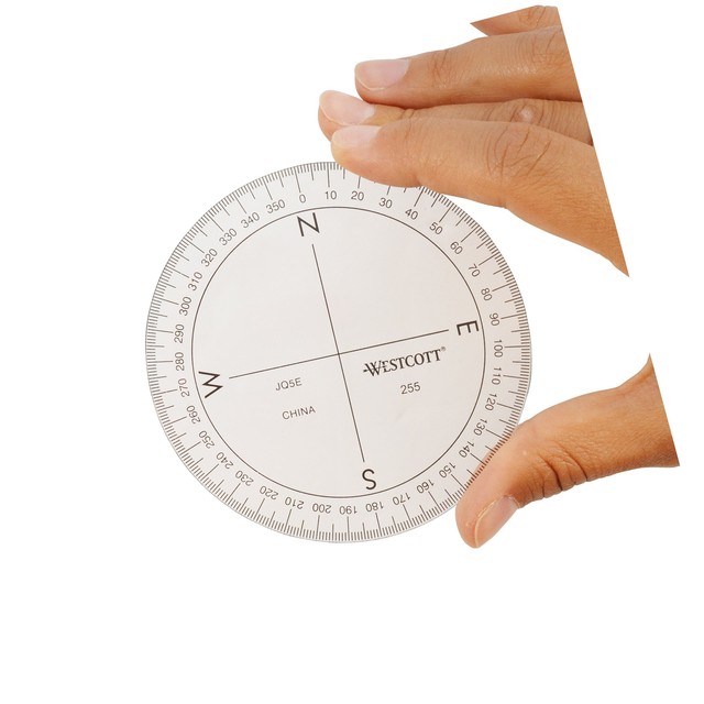 Westcott 3 1/2-inch 360 Degree Compass Protractor Transparent (255 ...