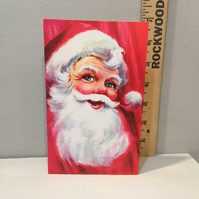 Vtg Christmas Card Artistic Santa Head Shot | eBay