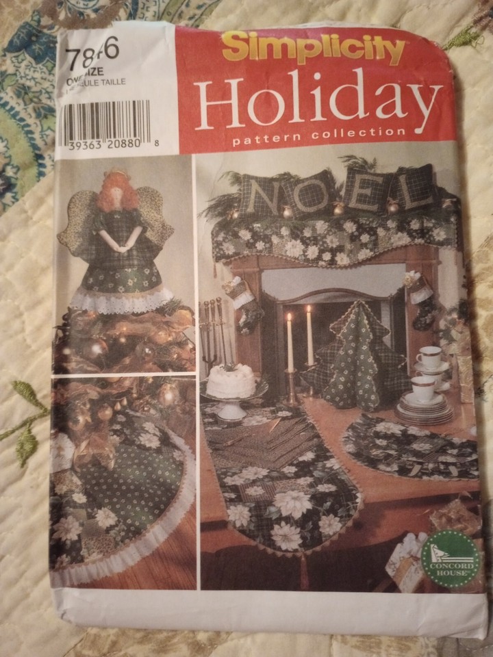 Simplicity 7846 Angel Tree Skirt Table Runner Pattern Christmas Holiday ...