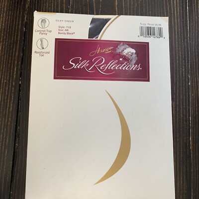 Hanes Silk Reflections Size AB Silky Sheer Control Top Pantyhose, Black ...
