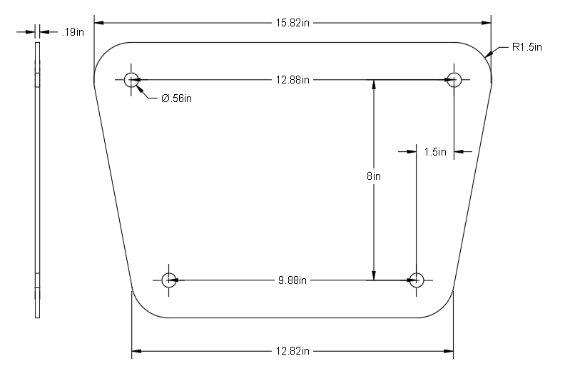 Outboard Transom Reinforcement Backing Plate - Full Pattern 0.188 ...