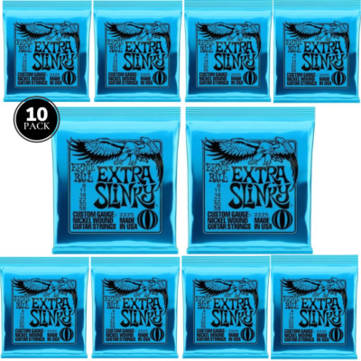 10 SETS Ernie Ball Electric Guitar Strings EXTRA SLINKY 8-38 Nickel ...