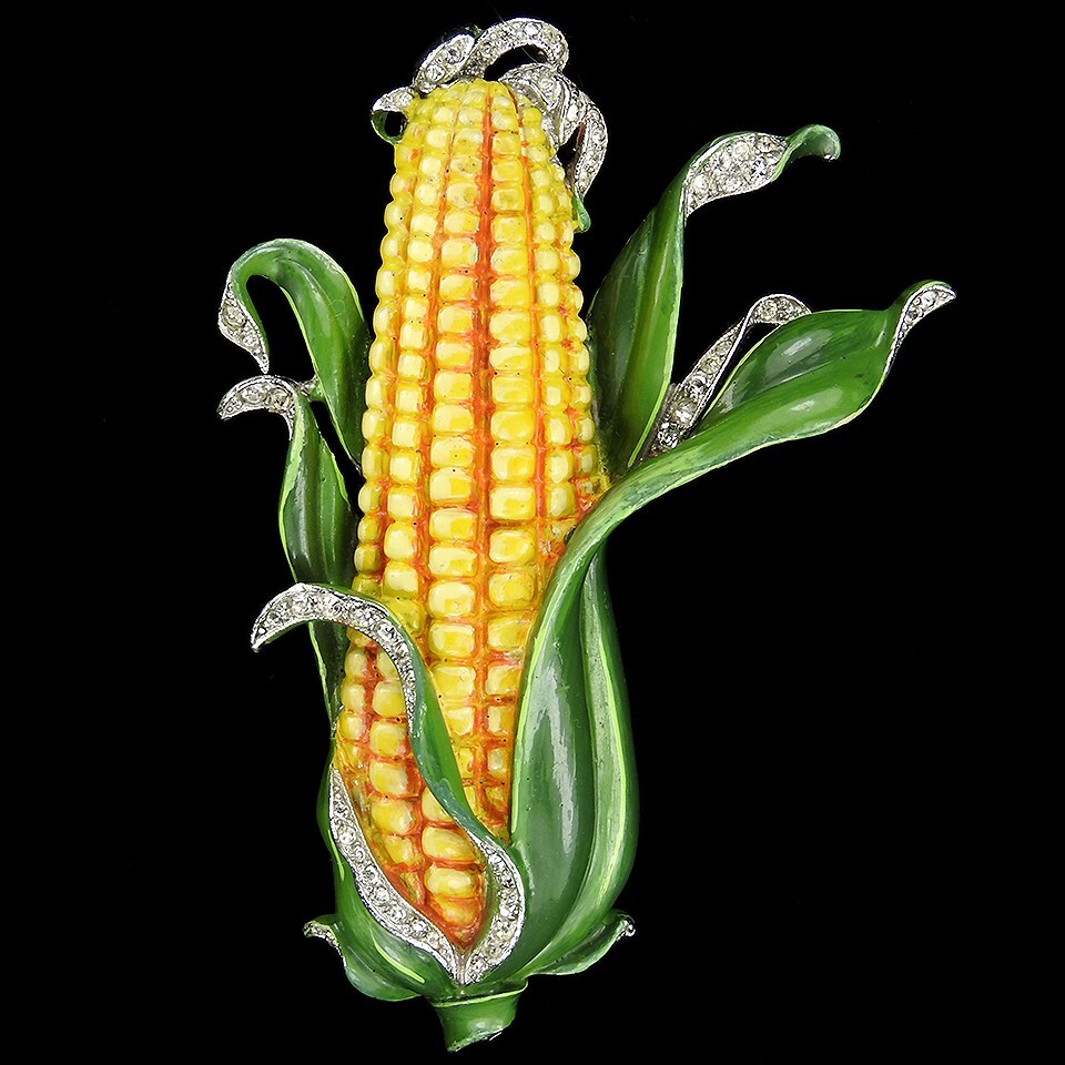 Trifari 'Alfred Philippe' Pave and Enamel Corn on the Cob Pin Clip | eBay
