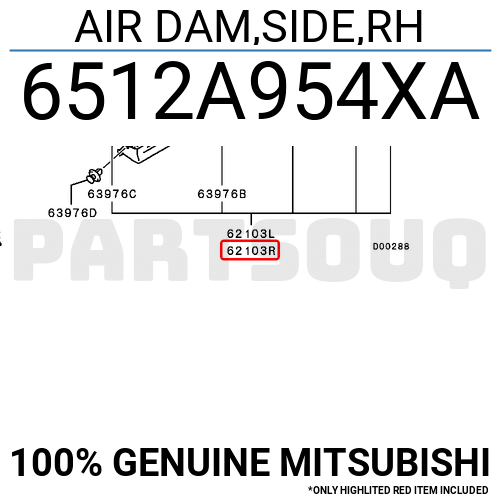 6512A954XA Genuine Mitsubishi AIR DAM SIDE RH for sale online | eBay