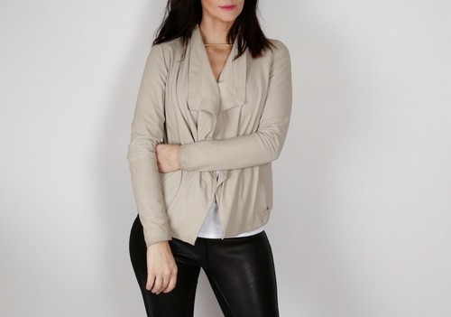 VINCE Beige Leather Open Front Draped Waterfall Jacket Size XS | eBay