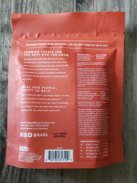 BarkBox Bark Eats Jerky Bars Beef Recipe Dog Treats Exp 12/23 for sale ...