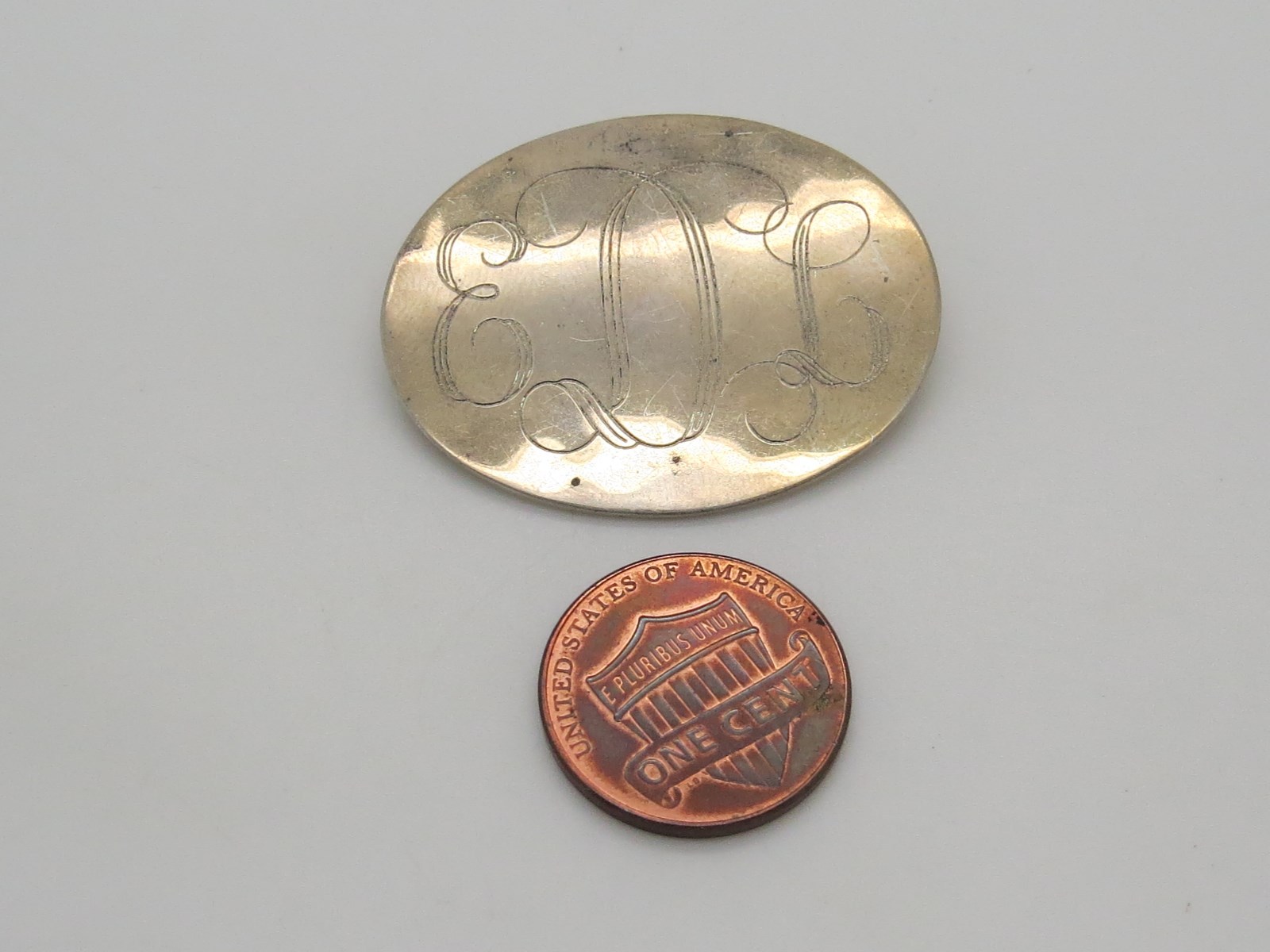 Vintage "EDL" Initials Plate Sterling Silver .925 Pin/ Brooch 9.5 grams ...