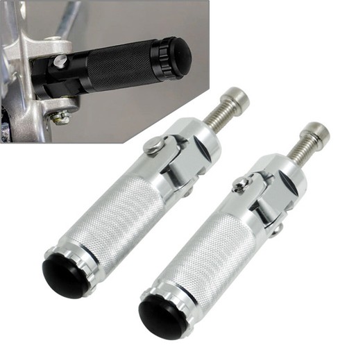 Silver CNC Universal Motorcycle Bike Folding Foot Pegs Footpegs Rear ...