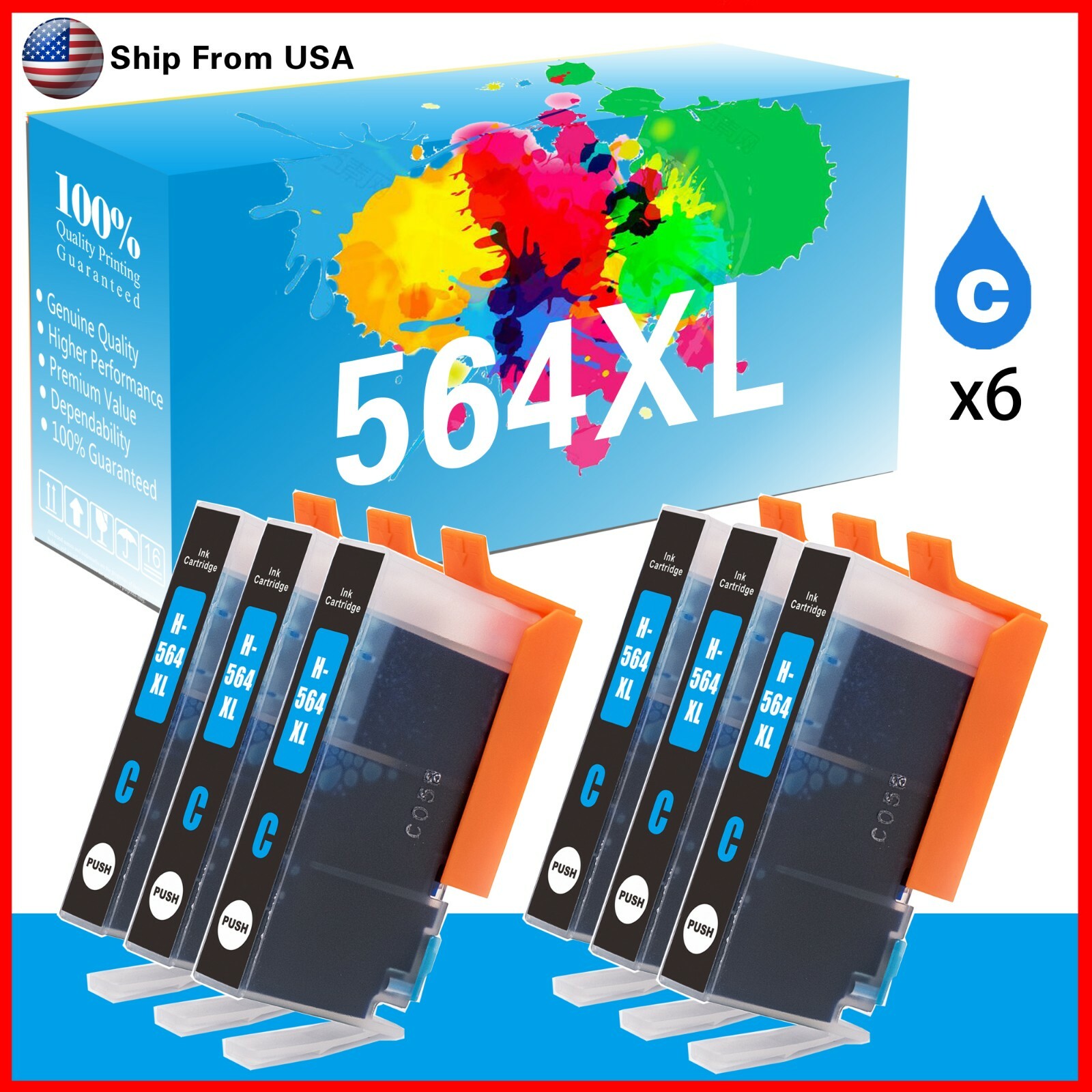 6PK 564 564XL Ink Cartridge for Officejet 4620 Photosmart C3640 Printer ...