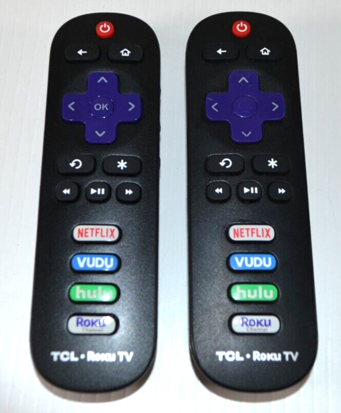 LOT OF 2 OEM TCL Roku TV Remote Control Netflix/Roku Channel/Hulu/Vudu ...