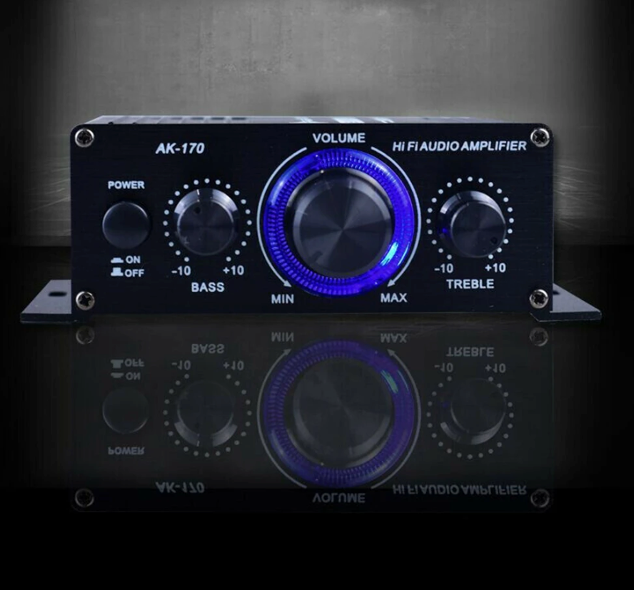 400W 12V 2 Channel Powerful Stereo Audio Power Amplifier HiFi Bass Amp ...